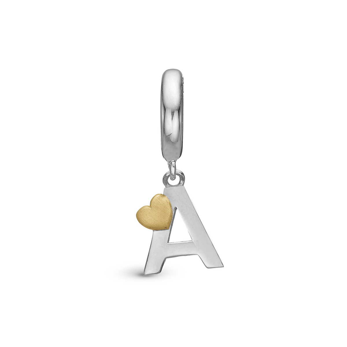 Bogstav A Hænger Charm 6 mm Til Armbånd - Blankpoleret Bicolor
