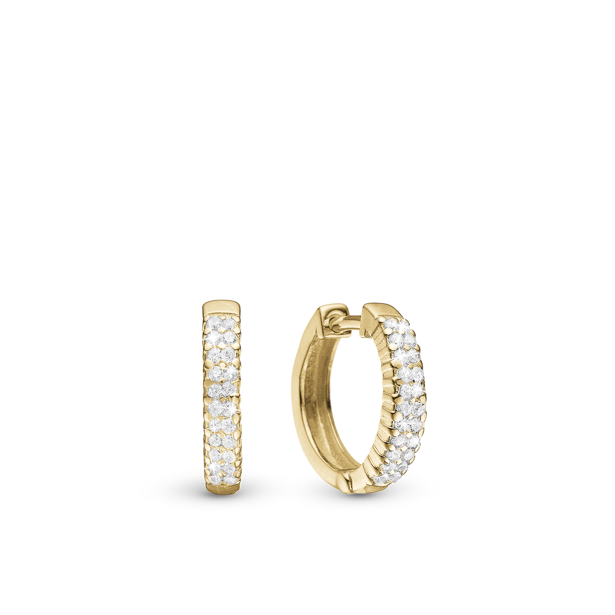 Charmed Hoops - Blankpoleret Forgyldt Sterling Sølv m. 44 Hvide Cubic